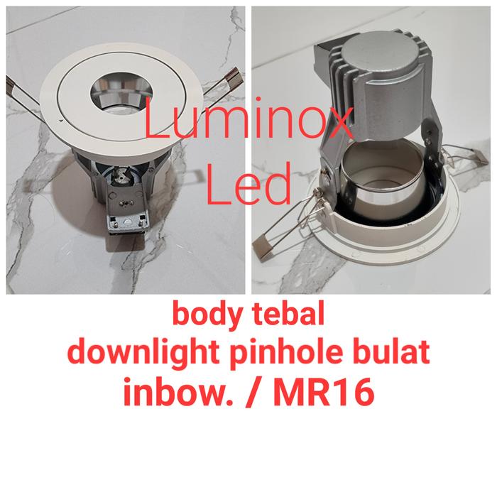 Jual downlight halogen pinhole bulat mr16 kap spotlight pin hole bulat ...