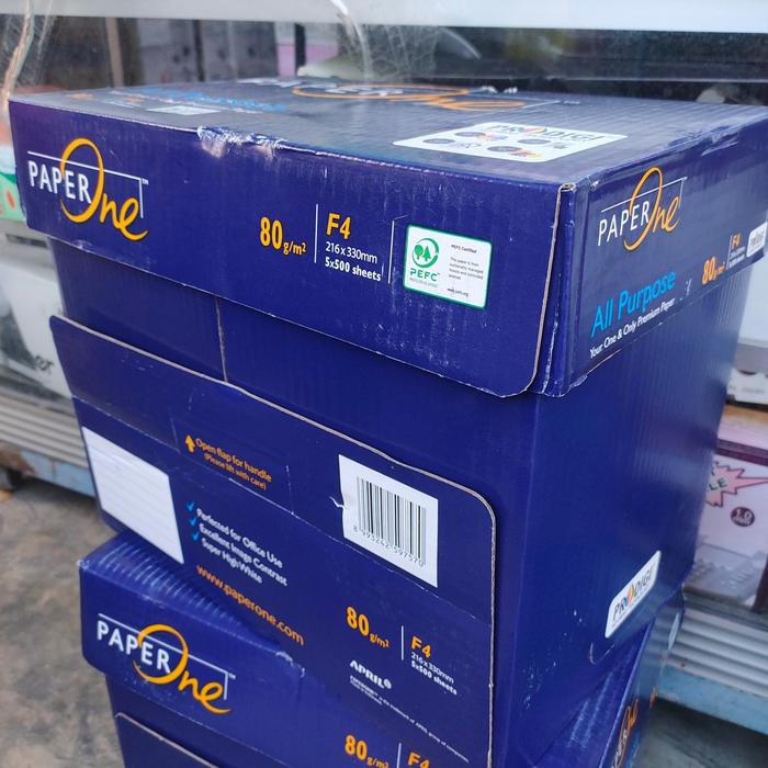 Jual Kertas HVS PAPER ONE F4 80 GSM 1box isi 5 rim harga promo terbatas - Jakarta Pusat ...