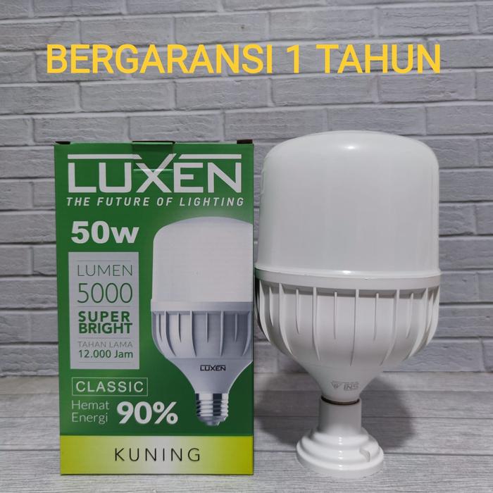 Jual LUXEN LAMPU LED CLASSIC 50W 50 WATT CAHAYA KUNING WARM WHITE 3000K ...