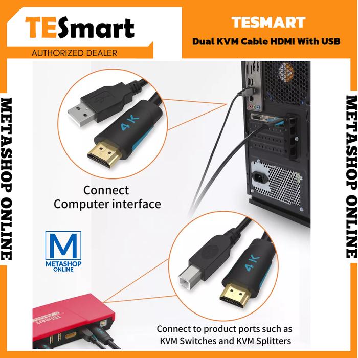 Jual Tesmart Kvm Dual Twin Cable Hdmi + Usb Type A B Kabel Di Seller ...