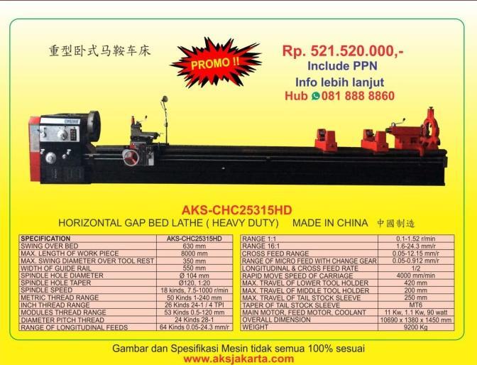 Jual Mesin Bubut Besi Logam Horizontal Gap Bed Lathe Machine CHC25315HD ... Jual Mesin Bubut Besi Logam Horizontal Gap Bed Lathe Machine CHC25315HD ...