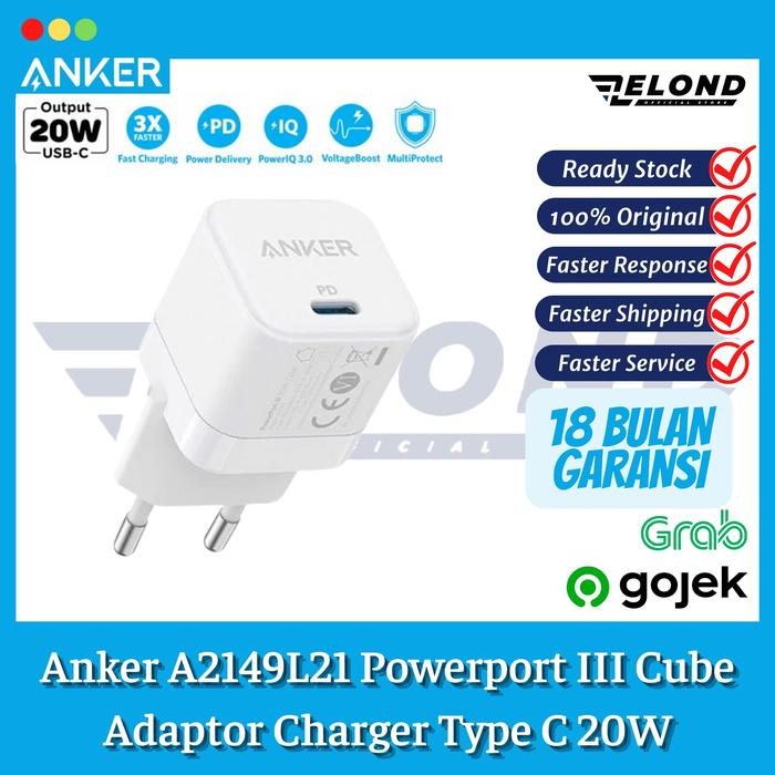 Jual Anker Charger 20W PowerPort III Cube USB Type C PD - A2149 - Putih ...