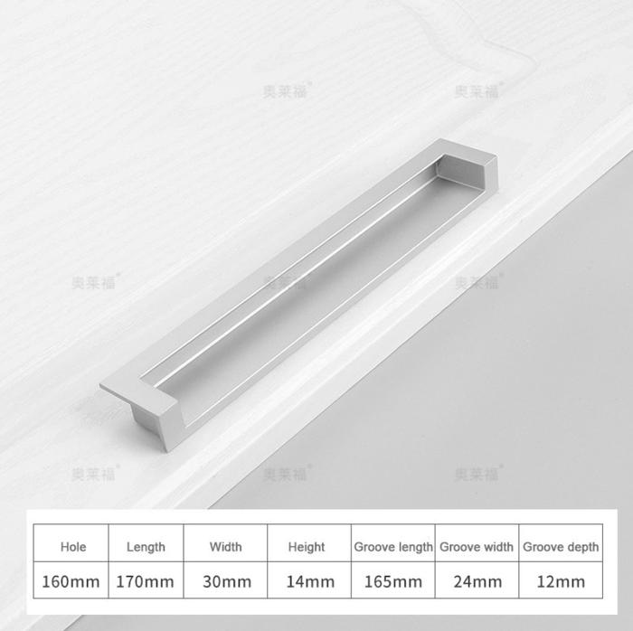 Jual Gagang Pintu Lemari Laci Hidden Handle Modern - Silver-160mm ...