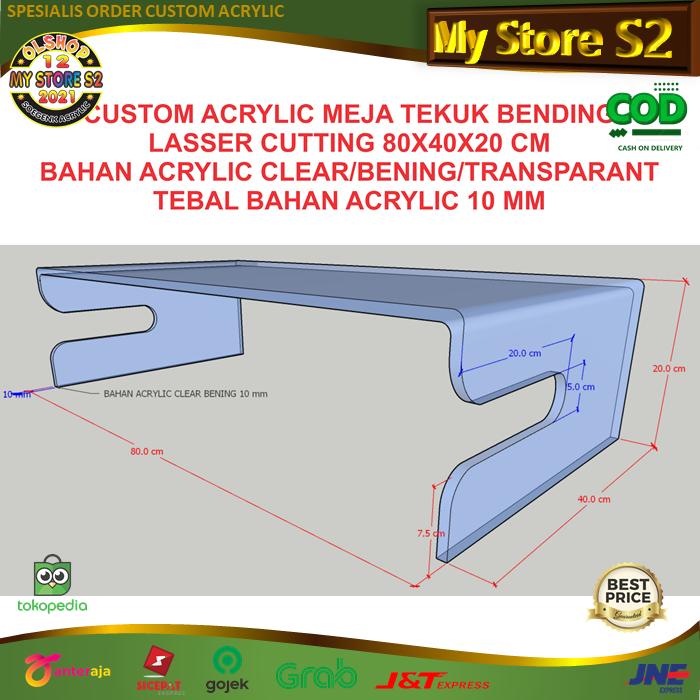 Jual CUSTOM AKRILIK MEJA TEKUK BENDING LASSER CUTTING 80X40X20 CM/10 MM ...