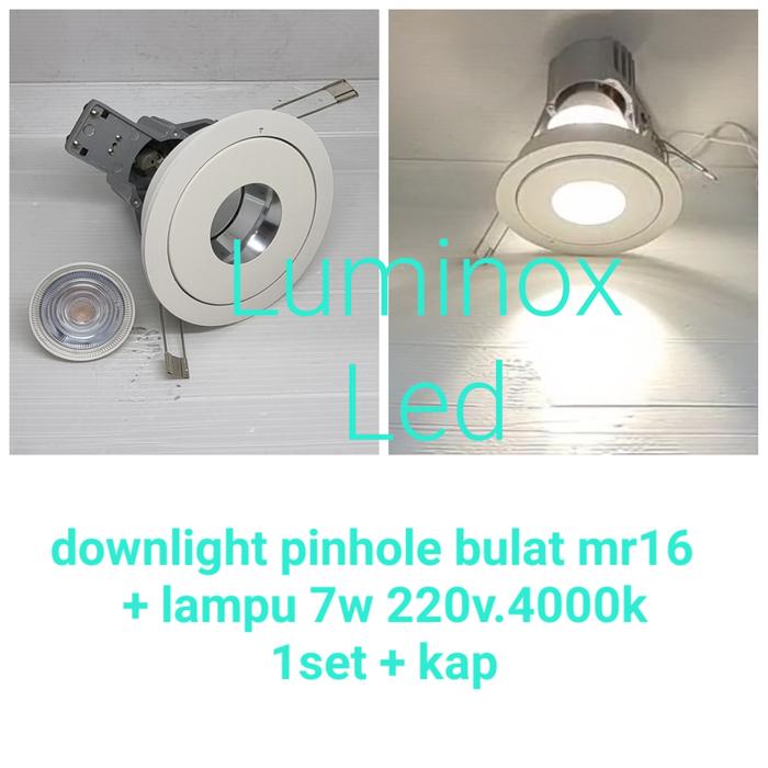 Jual downlight pinhole bulat mr16 + lampu 7w 7watt 4000k naturalwhite ...