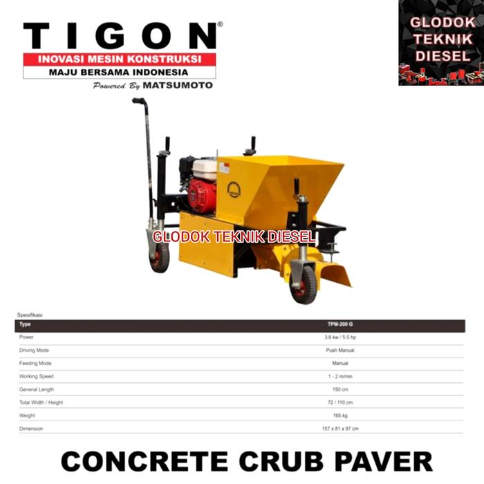 Jual Concrete Crub Paver Mesin Pengaduk Paving Tigon TPM 200 G ORIGINAL ...