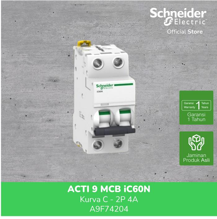 Promo Schneider Electric Acti 9 MCB iC60N - Kurva C - 2P 4A - A9F74204 - Jakarta Pusat ...