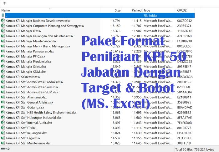 Jual Paket Format Penilaian KPI 50 Jabatan + Target & Bobot (MS. Excel ...