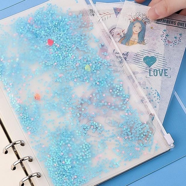 Jual Ziplock binder sequin A5 A6 isi buku binder zipper bag glitter 6 ...