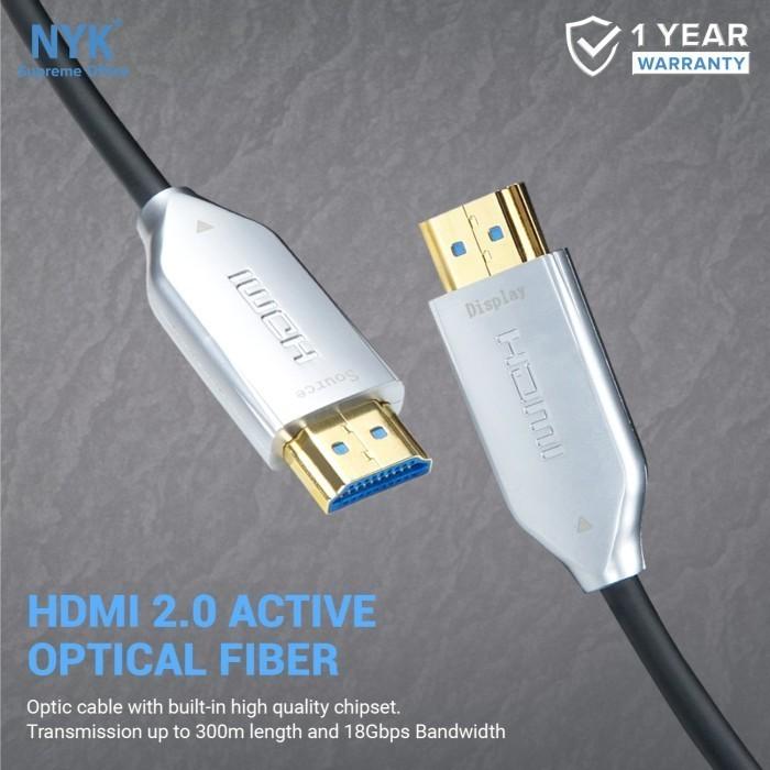 Promo NYK 10M Kabel Active Fiber Optic HDMI 2160P ULTRA HD 4K HDR ...