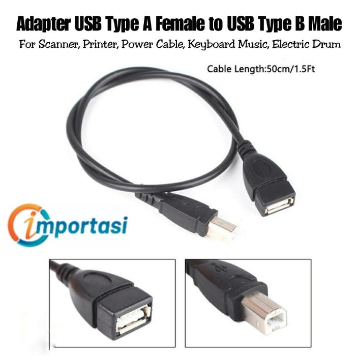 Jual Adapter USB Female to USB Type B Male MIDI Printer Scanner ...
