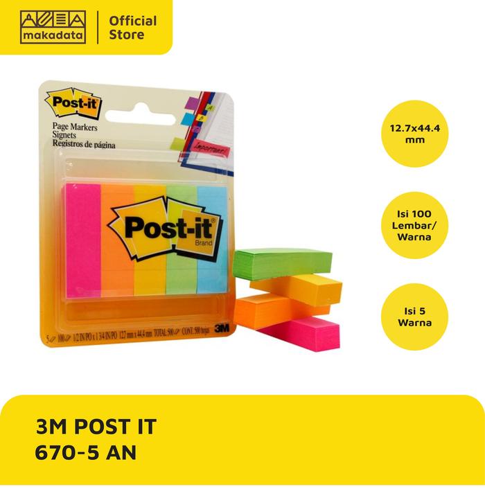 Jual MEMO STICK | STICKY NOTE | POST IT 3M 670-5 AN (1 SET) MURAH ...