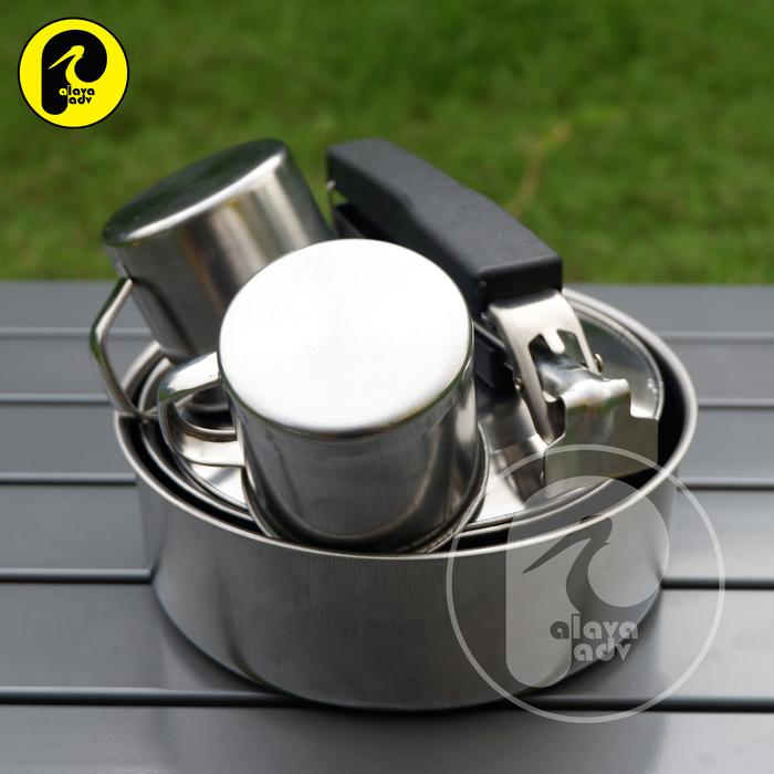 Jual cooking set SA207 camel alat masak outdoor stainless nesting 8 in ...