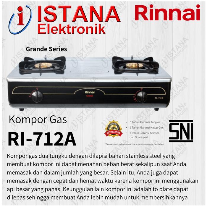 Promo RINNAI KOMPOR GAS 2 TUNGKU STAINLESS STEEL GRANDE SERIES RI-712A ...