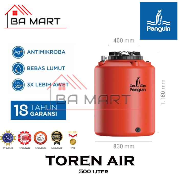 Jual TANGKI TANDON TOREN AIR WATER TANK SET PENGUIN 500L TORN WARNA ...