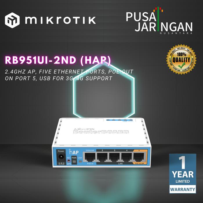 Jual MIKROTIK hAP RB951Ui-2nD 2.4GHz AP 5 Ethernet ports - Jakarta ...