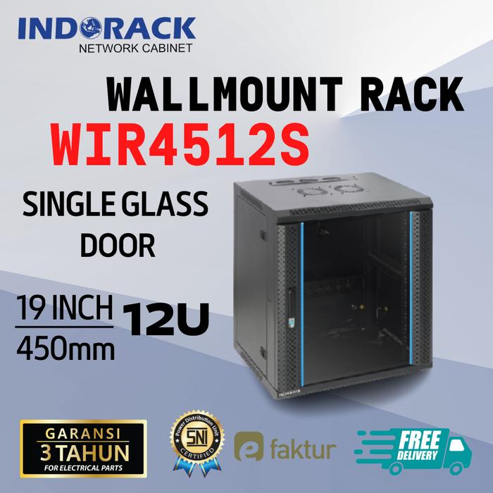 Jual Wallmount Rak INDORACK Single Door Rak Server 12U Depth 450mm ...