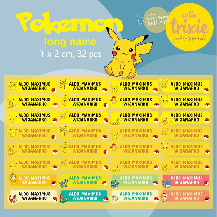 Jual Sticker Label Nama Anak POKEMON nama panjang - Jakarta Barat ...