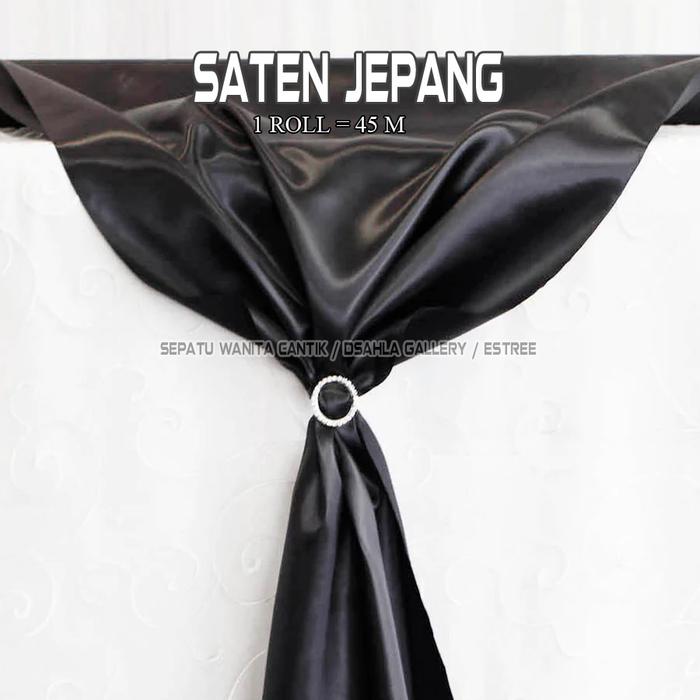 Jual Bahan Kain Satin Saten Jepang Furing Halus Pelapis Tas Hitam Roll ...