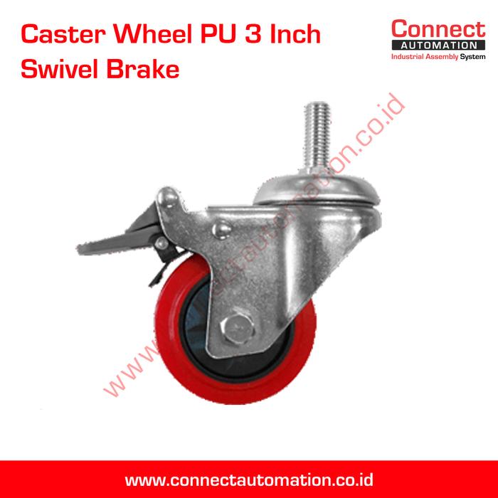 Jual Caster Wheel Roda Kastor PU 3 Inch - Swivel In Plate - Kota ...