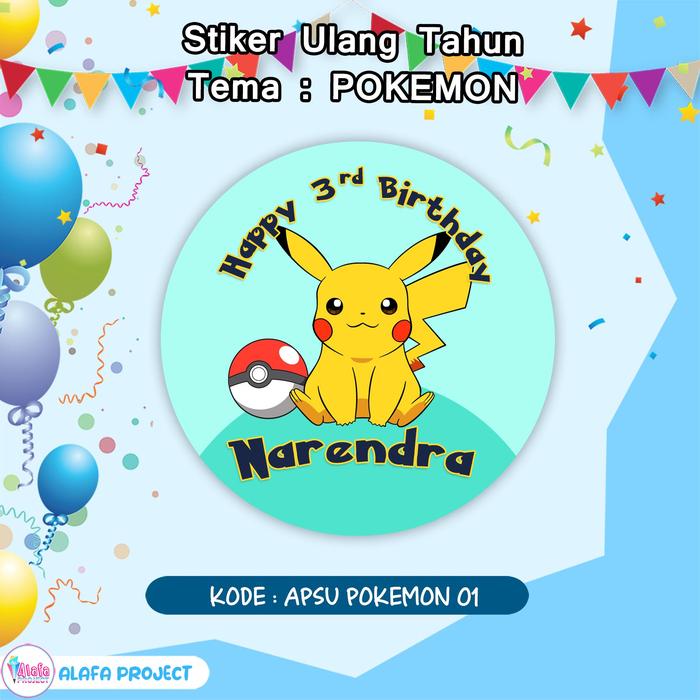 Jual Stiker Ulang Tahun Ultah Pokemon / Label Birthday Anak Custom ...
