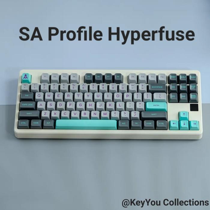 Jual Sa profile Hyperfuse Keycaps set pbt hammerhead blue grey - Kota ...