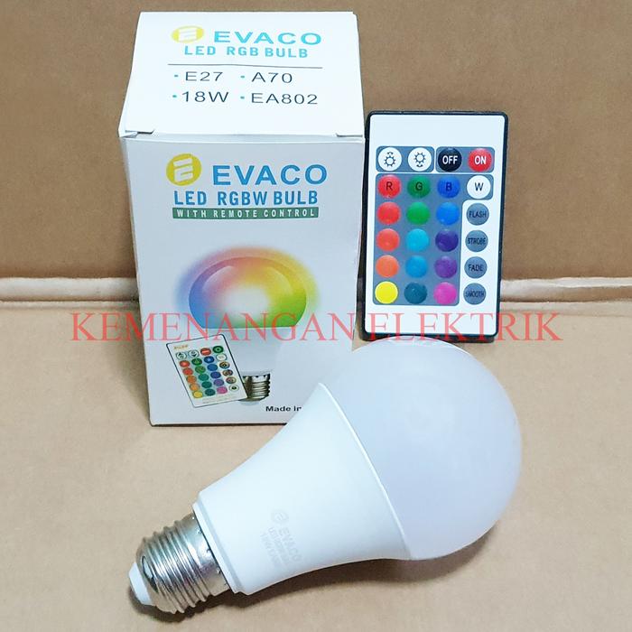 Jual EVACO 18W E27 BOHLAM LED BULB REMOTE CONTROL RGB LAMPU 16 WARNA ...