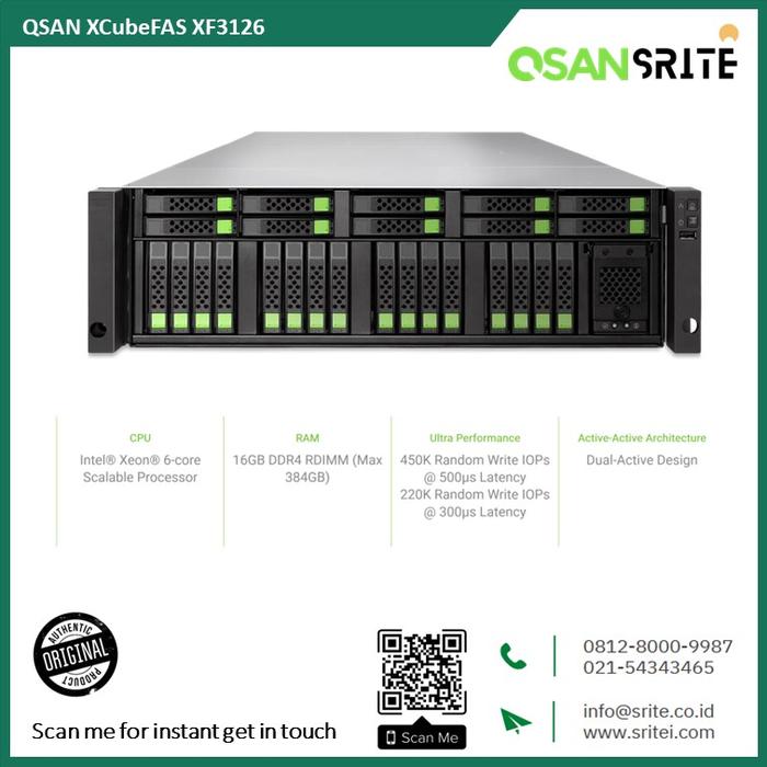Jual QSAN SAN Storage Rackmount 3U Intel 6 Core 32GB 26 Bay Nvme ...