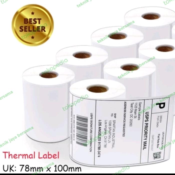 Jual LABEL THERMAL 78 x 100 KERTAS STICKER BARCODE 78 x 100mm isi 300 ...