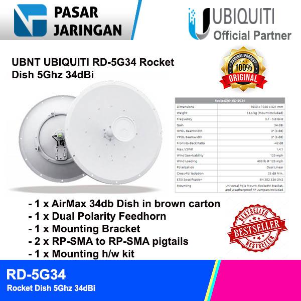 Jual UBNT UBIQUITI RD-5G34 Rocket Dish 5Ghz 34dBi - Jakarta Pusat ...