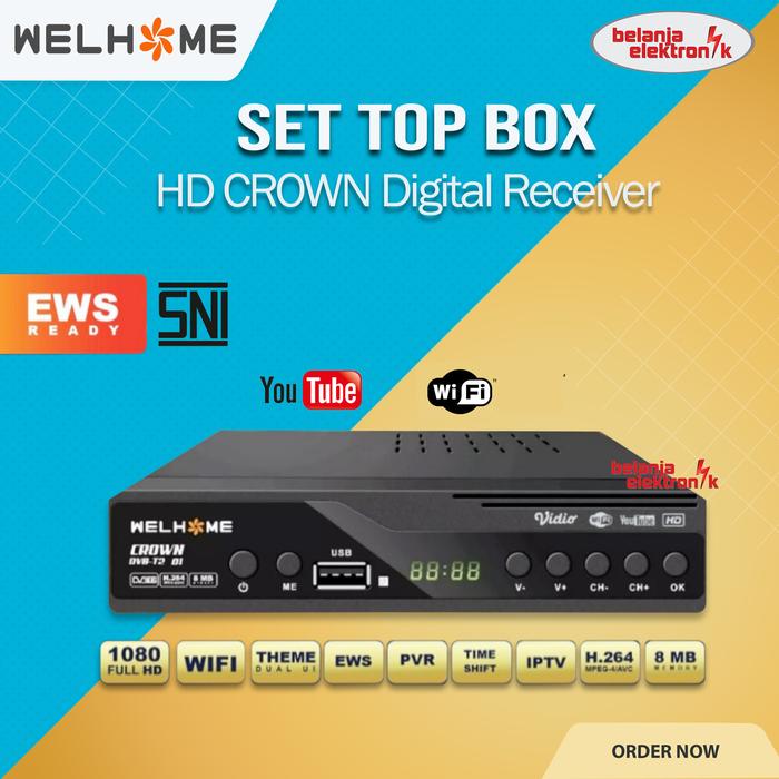 Jual WELLHOME SET TOP BOX DVB T2 STB HD CROWN DIGITAL RECEIVER ...