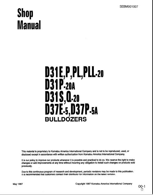 Jual Shop Manual D31E-20, D31P-20, D31S-20, D37E-5, D37P-5A versi pdf - Kota Surabaya - Parts ...