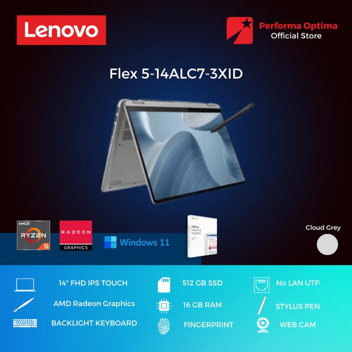 Jual Lenovo IdeaPad Flex 5-14ALC7-3XID Cloud Grey AMD Ryzen 5 5500U Win11 - Kota Surabaya ...