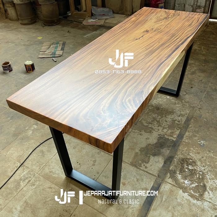 Jual Meja makan trembesi minimalis kayu solid utuh cocok untuk cafe ...