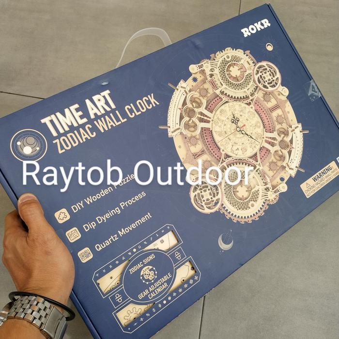 Jual Zodiac Wall Clock Mechanical Gear 3D Wood Craft Puzzle Robotime ...