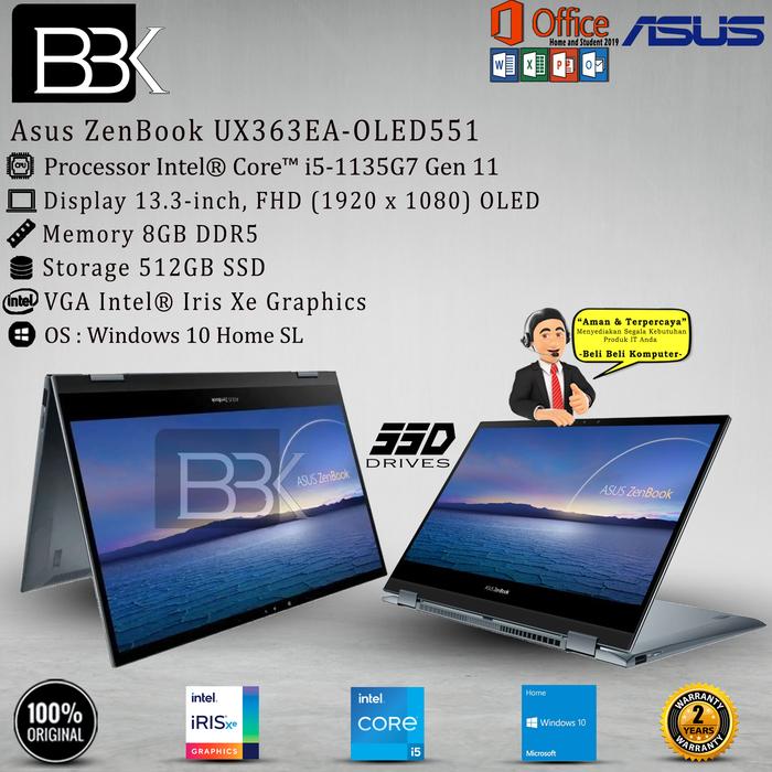 Jual Asus ZenBook UX363EA-OLED551 i5-1135G7 8GB 16GB 512GB 1TB W10 OHS ...