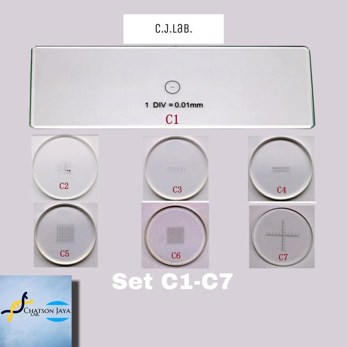 Jual Lensa Okuler Mikrometer 1 Set (C1- C7) 7pcs - Kaca Optik Mikroskop ...