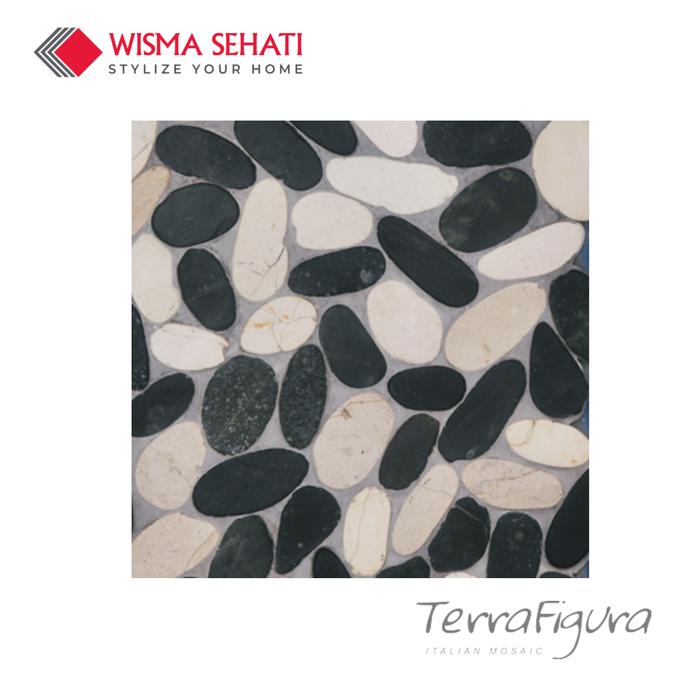 Promo Batu Alam 30x30 Italian Mozaic Terra Figura Oval White Dark M ...