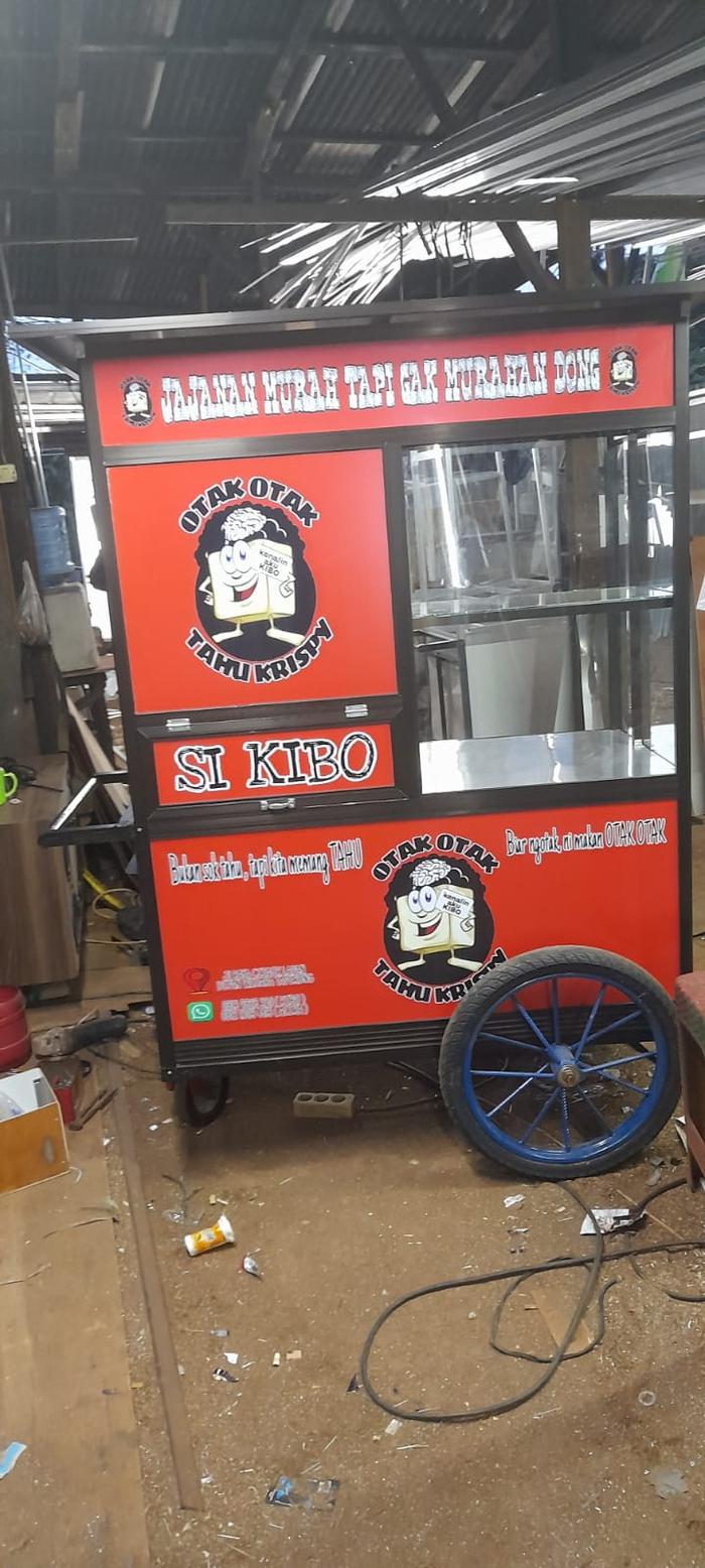Jual Gerobak Aluminium Hitam Tahu Krispy Gratis Branding Alumunium ...