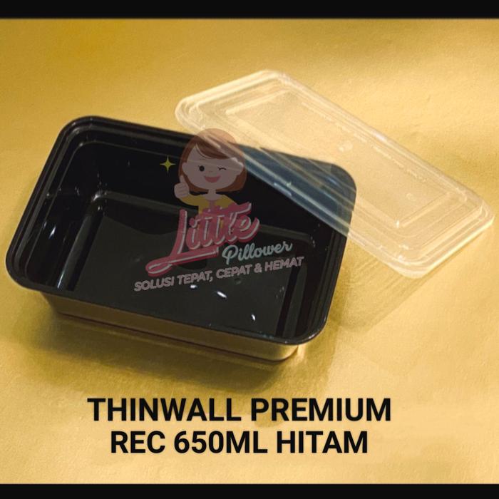 Jual Thinwall PREMIUM 650ml HITAM - Lunch Box Kotak Makan Plastik Tebal ...