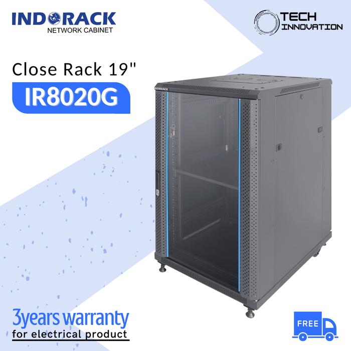Jual INDORACK Close Rack 20U Depth 800mm Glass Door Rak Server 19 ...