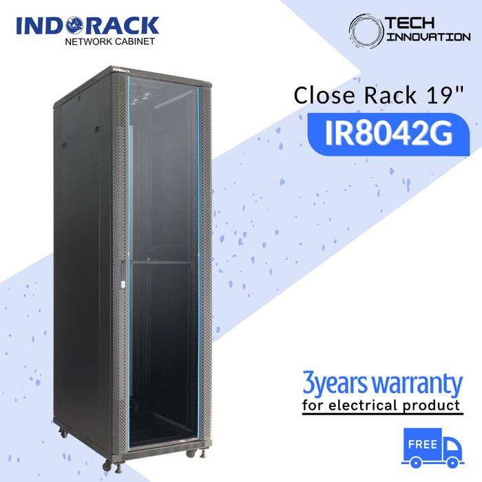 Jual INDORACK Close Rack 42U Depth 800mm Glass Door Rak Server 19 ...
