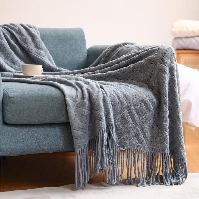 Jual Nate Blanket / Selimut Rajut Wol Bulu Halus Lembut Sofa Nordic ...