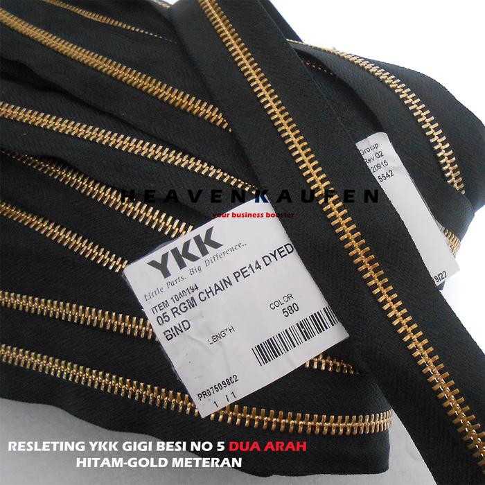 Jual Resleting YKK Dua Arah Two Way Zipper Besi No 5 Hitam Gold Meteran - Kota Malang - Heaven ...