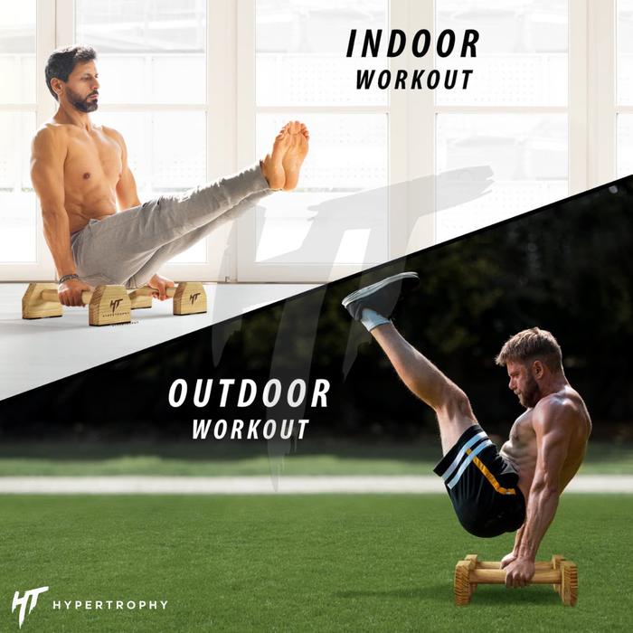 Jual Wooden Parallettes Kayu Calisthenics Bar Handle Push Up Hand Stand ...