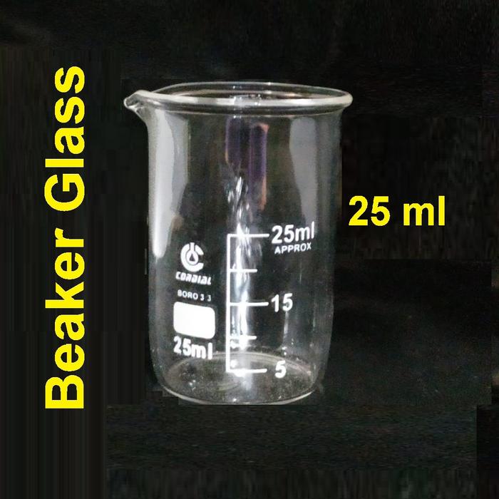 Jual BEAKER GLASS 25 ML GELAS KIMIA, GELAS PIALA BEKER GLASS LOW FORM ...