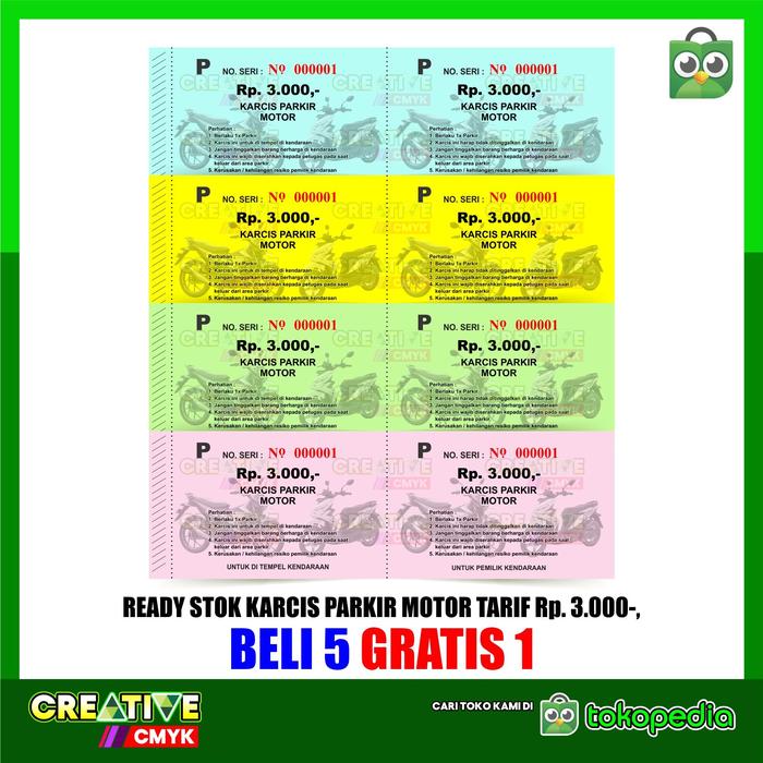 Jual Karcis Parkir Motor Tarif 3000 Kertas Warna Best Seller - Kab ...
