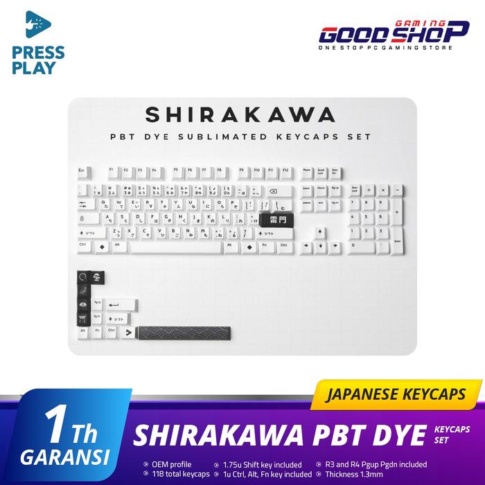 Jual Press Play SHIRAKAWA PBT Dye Sub Keycap Set 118 Keys Japanese Root ...