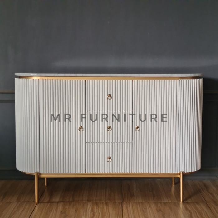 Jual Credenza Meja TV Minimalis Model Salur Oval Stainless Gold Line ...