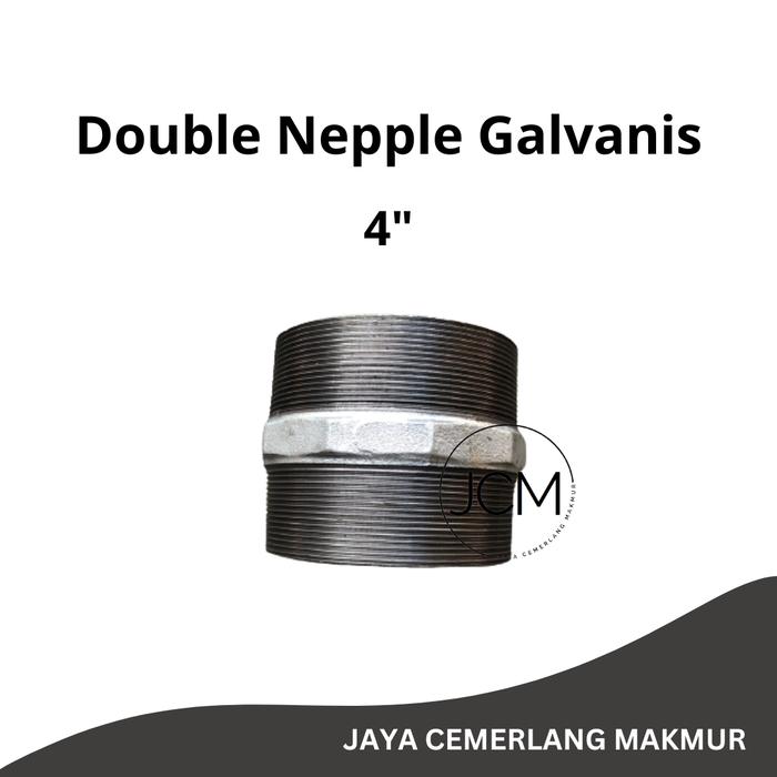 Jual Double Nepple Galvanis 4" Inch Drat / Dobel Nepel Besi / Hex Naple ...